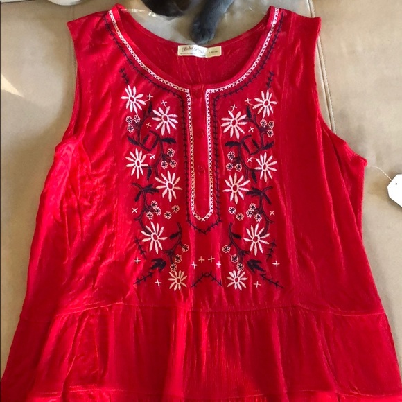 Faded Glory | Tops | Red Flowy Tunic | Poshmark